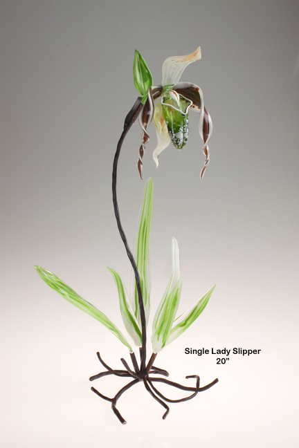 Loy Allen Glass ~ 2010 Standing Metal & Glass Botanicals